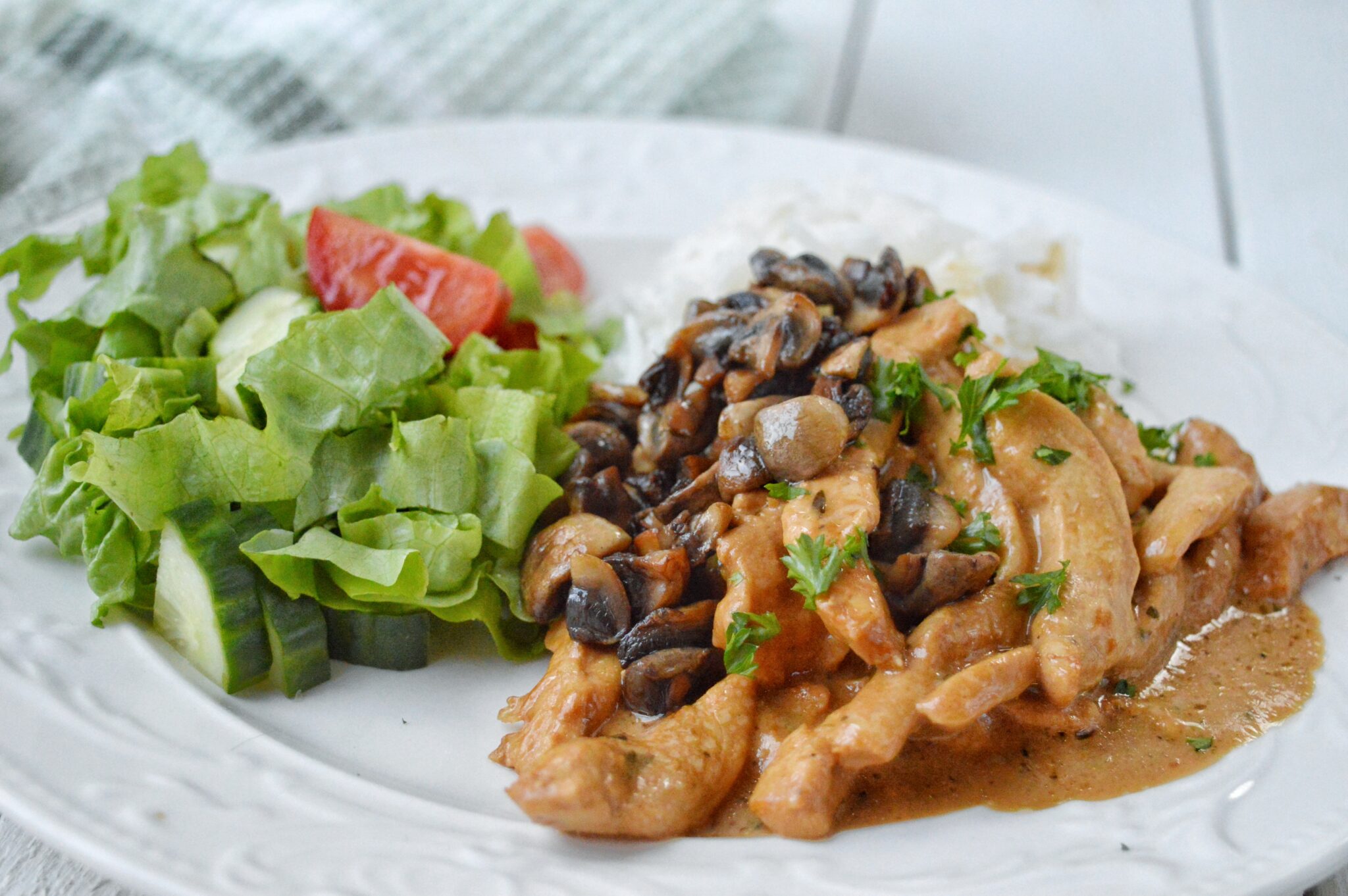 Krämig kycklinggryta med champinjoner